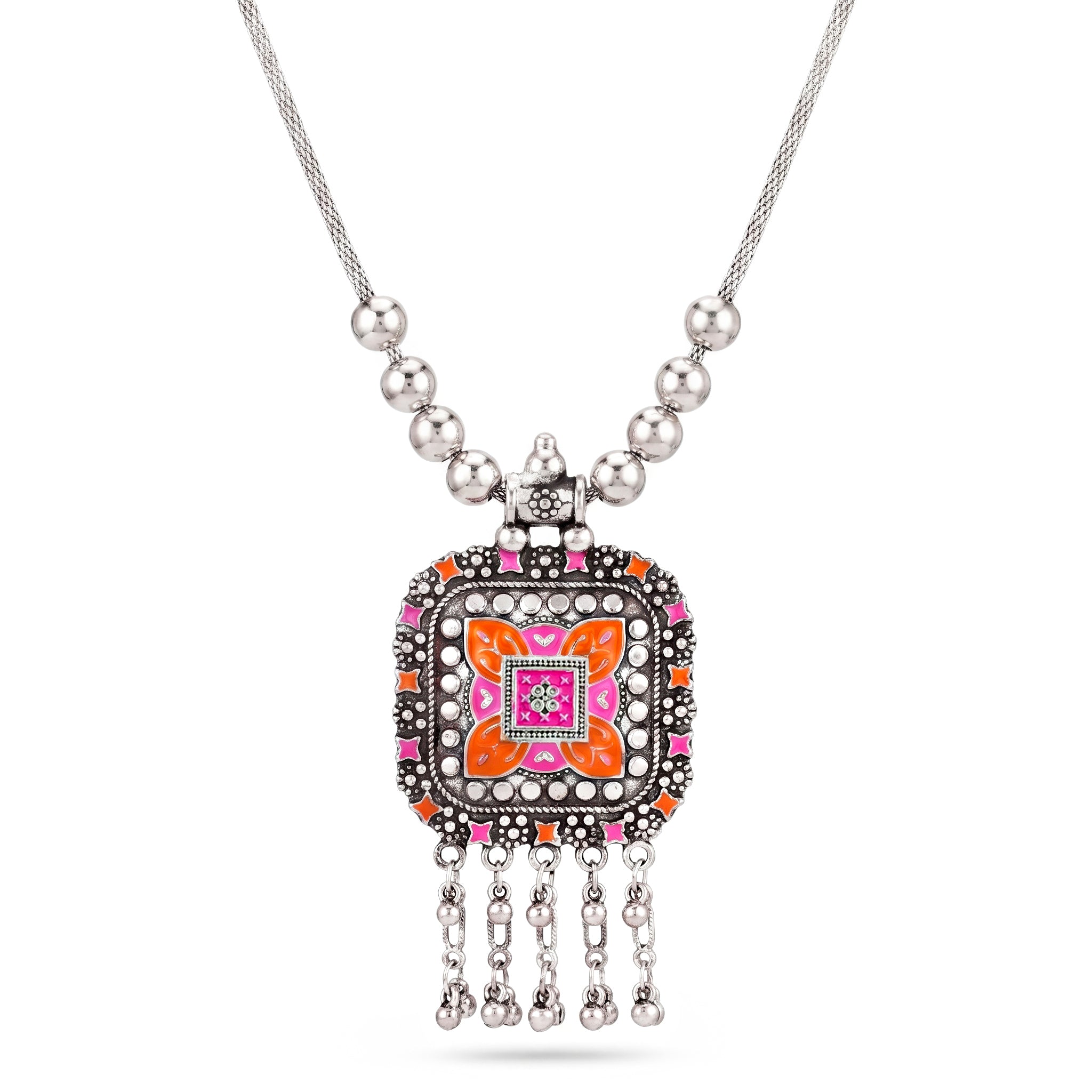 PRAO Necklace Ethnic Statement Set with Colourful Enamel