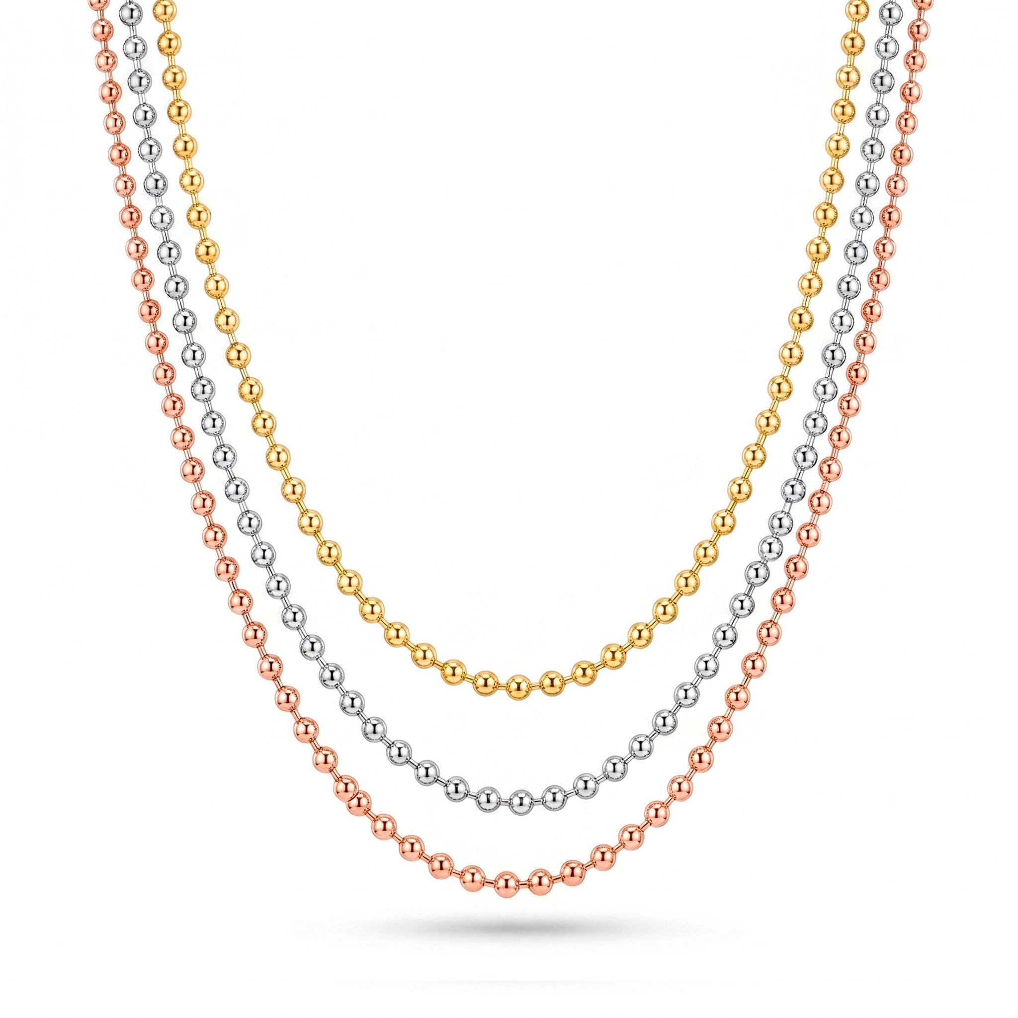 PRAO Necklace Anti-Tarnish Triple Layer Chain