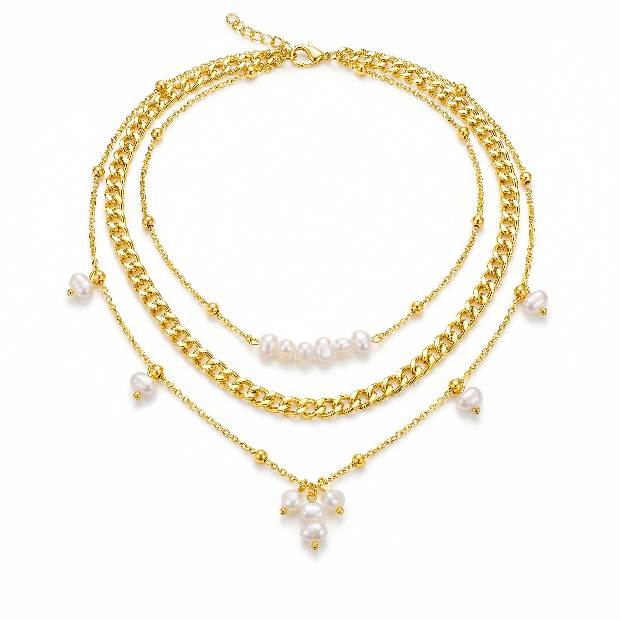 PRAO Necklace Anti-Tarnish Multi Layer High Fashion