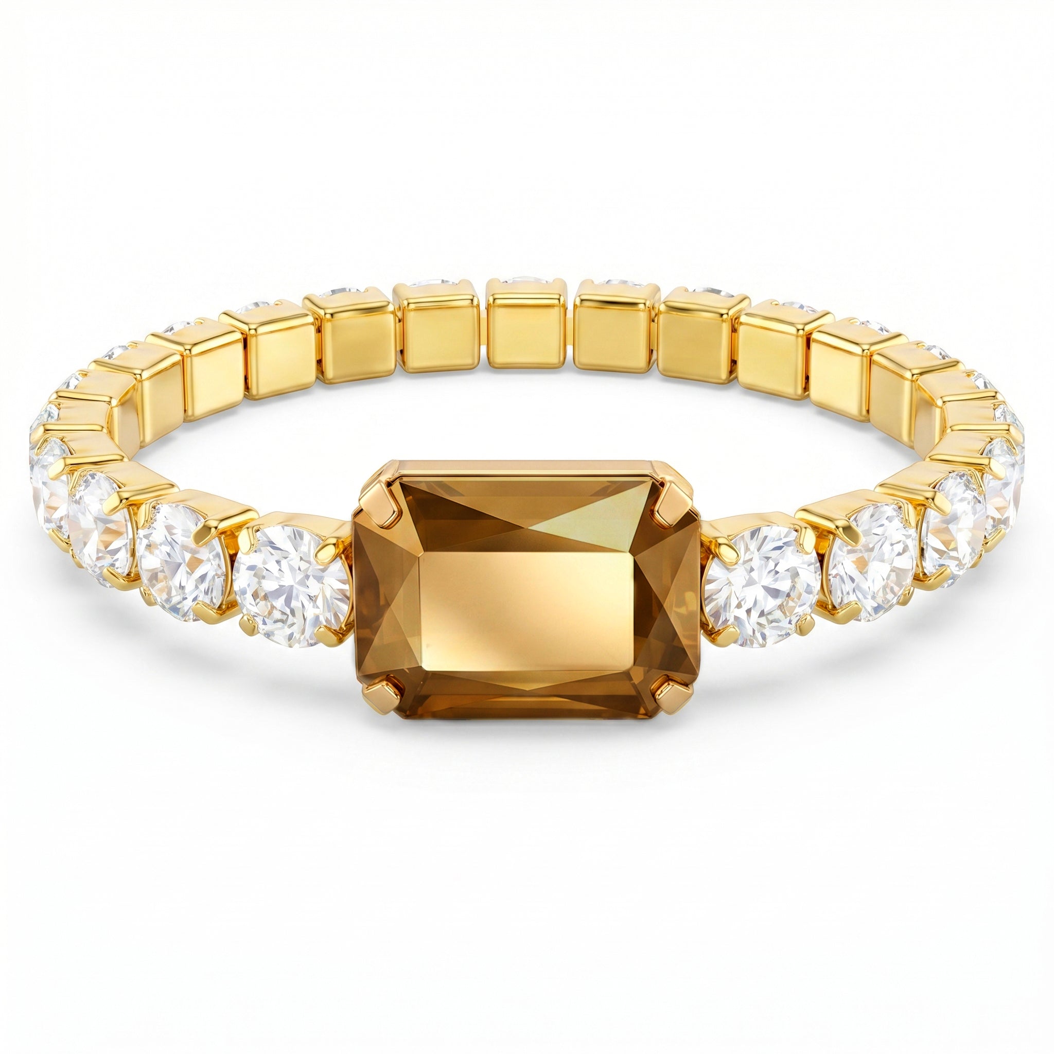 PRAO Bracelet Anti-Tarnish Crystal with Opaque Golden Center Stone (Ad