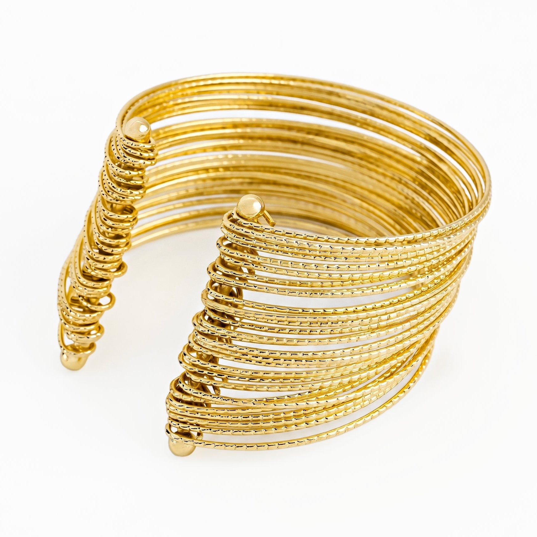 PRAO Bracelet Anti-Tarnish Gold Plated Multilayer Bangle (Adjustable S